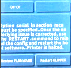 Neptune 4 printers - error message "Option serial in section mcu must ...